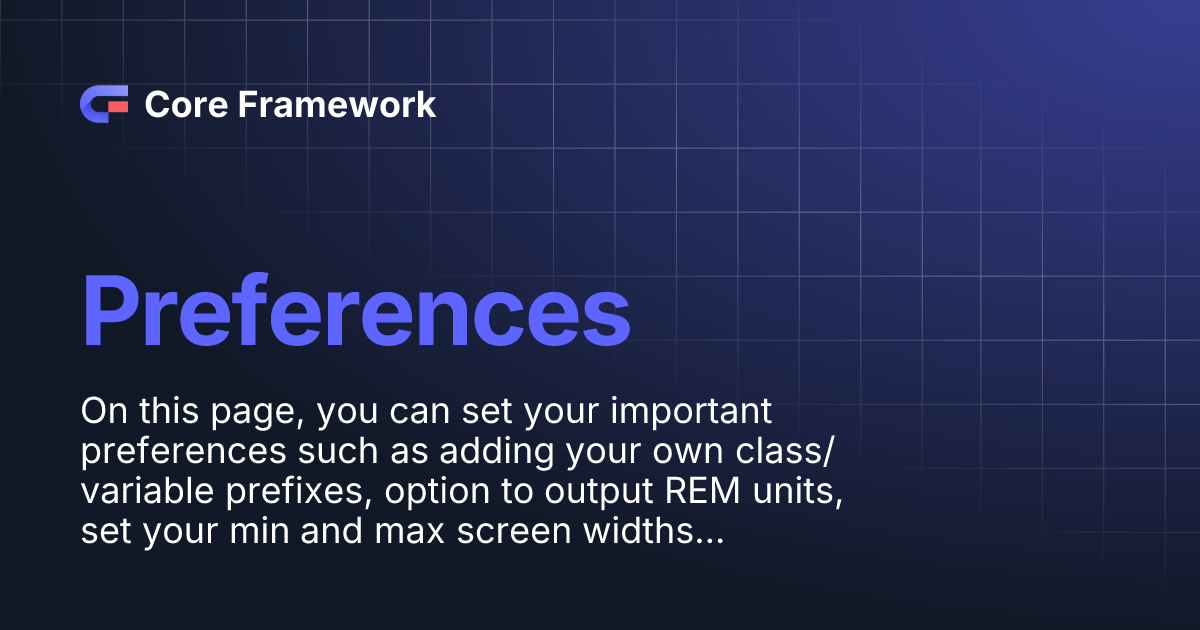 Preferences | Core Framework