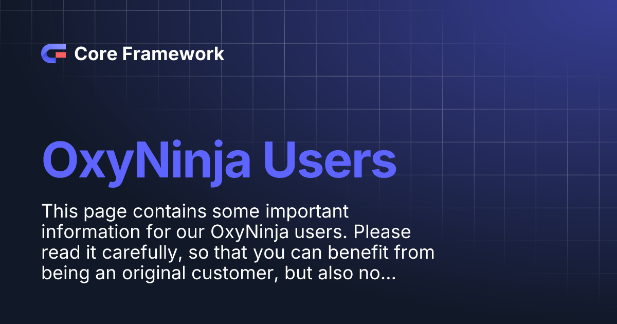 OxyNinja Users | Core Framework